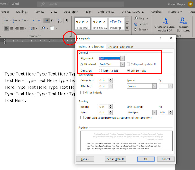 Paragraph and Tabs in MS Word الفقرات وعلامات التبويب في الوورد ...