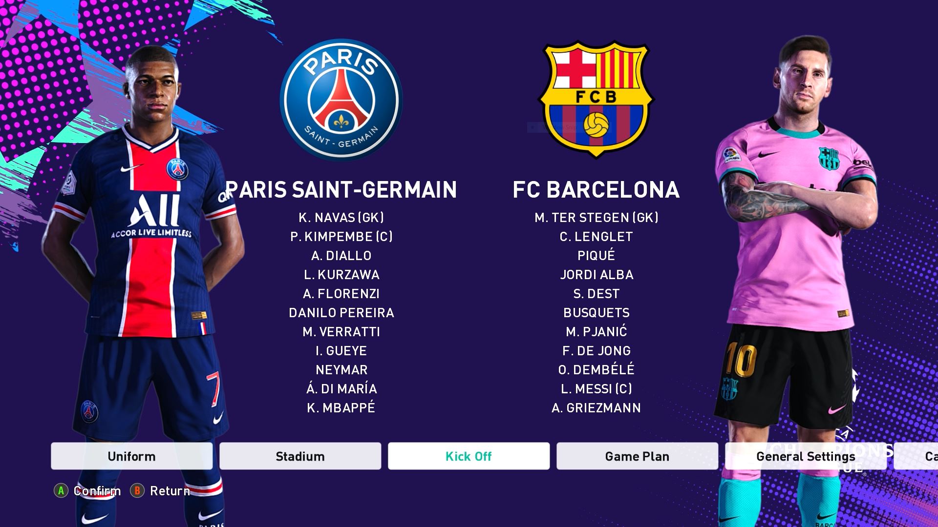 PES 2021 - UEFA Champion League Menu Mod