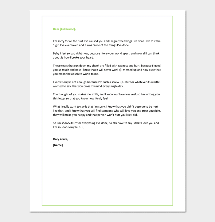 Sorry Letter To Boyfriend For Hurting Him ~ Thankyou Letter