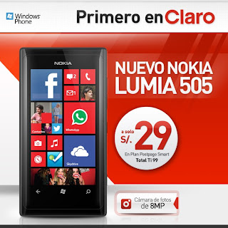 CLARO QUE TIENES MAS: Nokia Lumia 505 en Claro