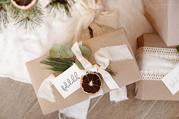 Pen + Paper Flowers: STYLING | Neutral + Natural Gift Wrapping Ideas
