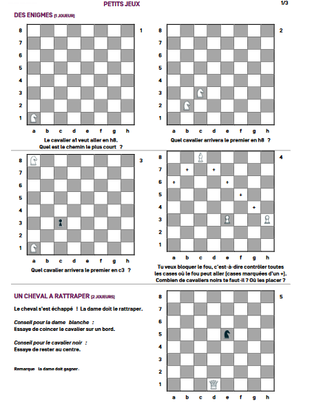 M-S ECHECS MARANGE-SILVANGE: PETITS JEUX AVEC LES CAVALIERS