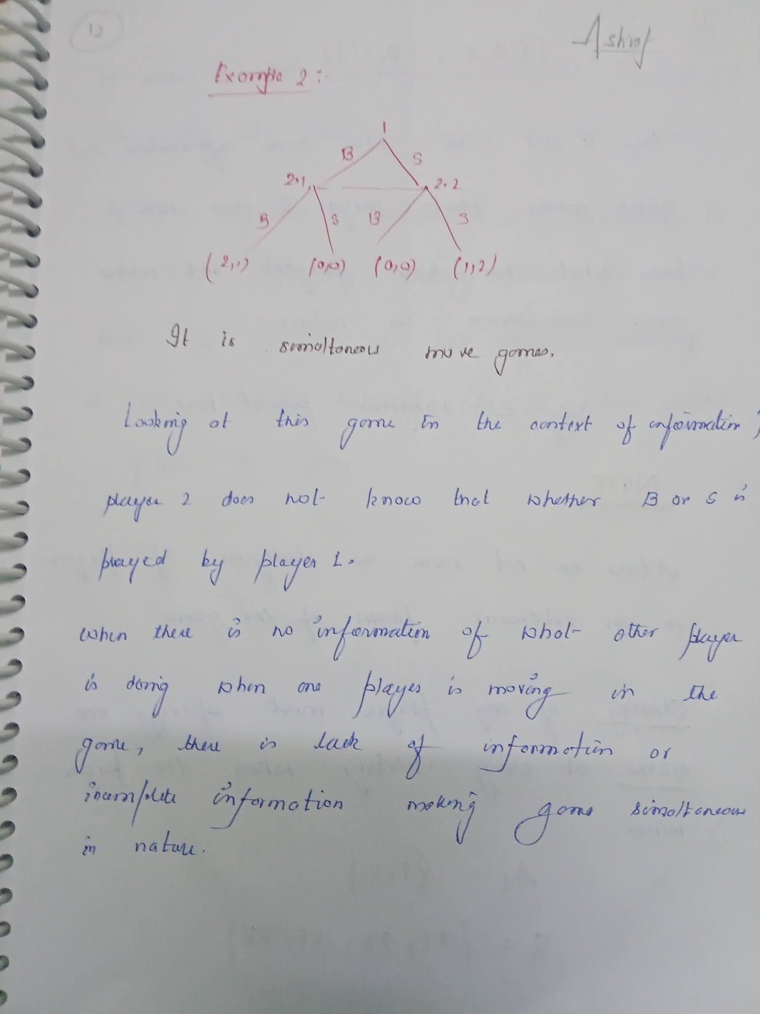 Game Theory: Extensive form game Example 2