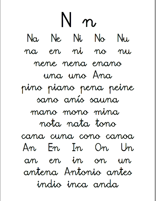 Alumnos diversos del Allúe: LEEMOS LA LETRA N