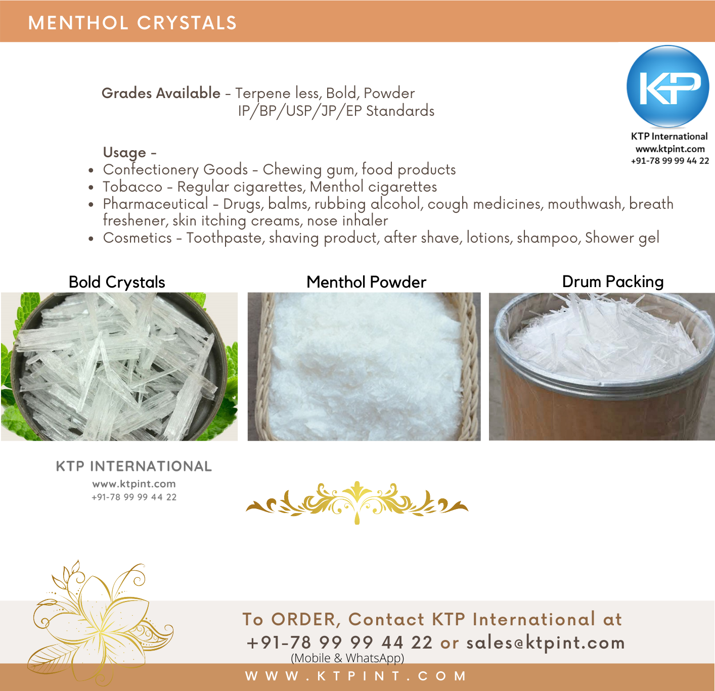 Menthol Crystals | KTP International, India