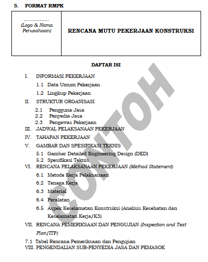 RMPK/RMK 2021 - Contoh Format Rencana Mutu Pekerjaan Konstruksi yang ...