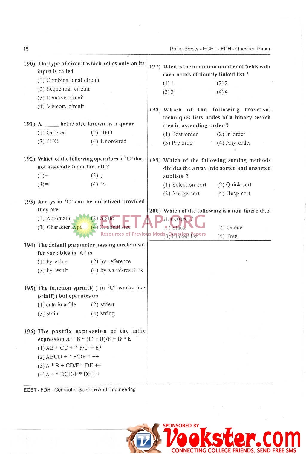 ECETAP - 2016, Previous, Model Papers, Question Papers EEE,ECE,SCE ...