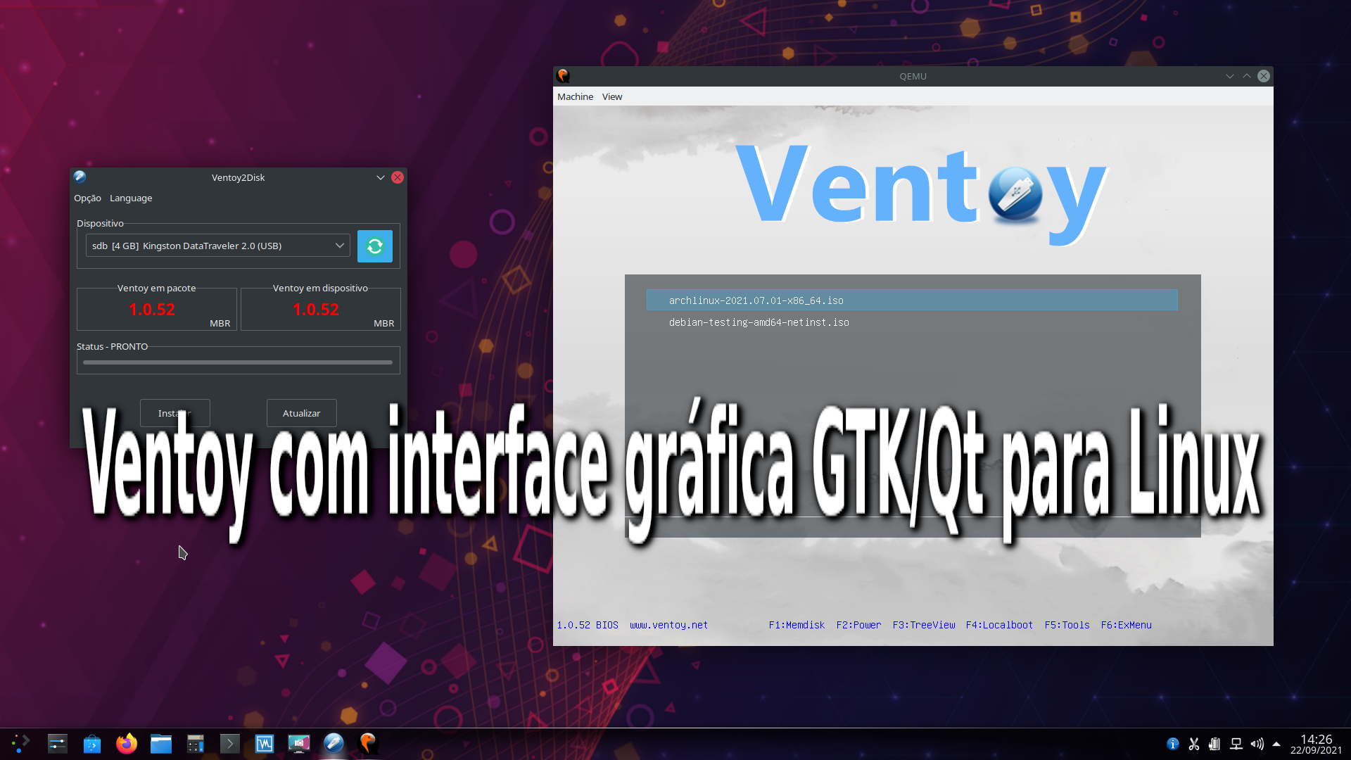 Ventoy com interface gráfica GTK/Qt para Linux