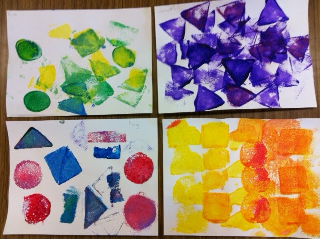 Mrs. P's Art Room: Shape Stamping with Kindergarten
