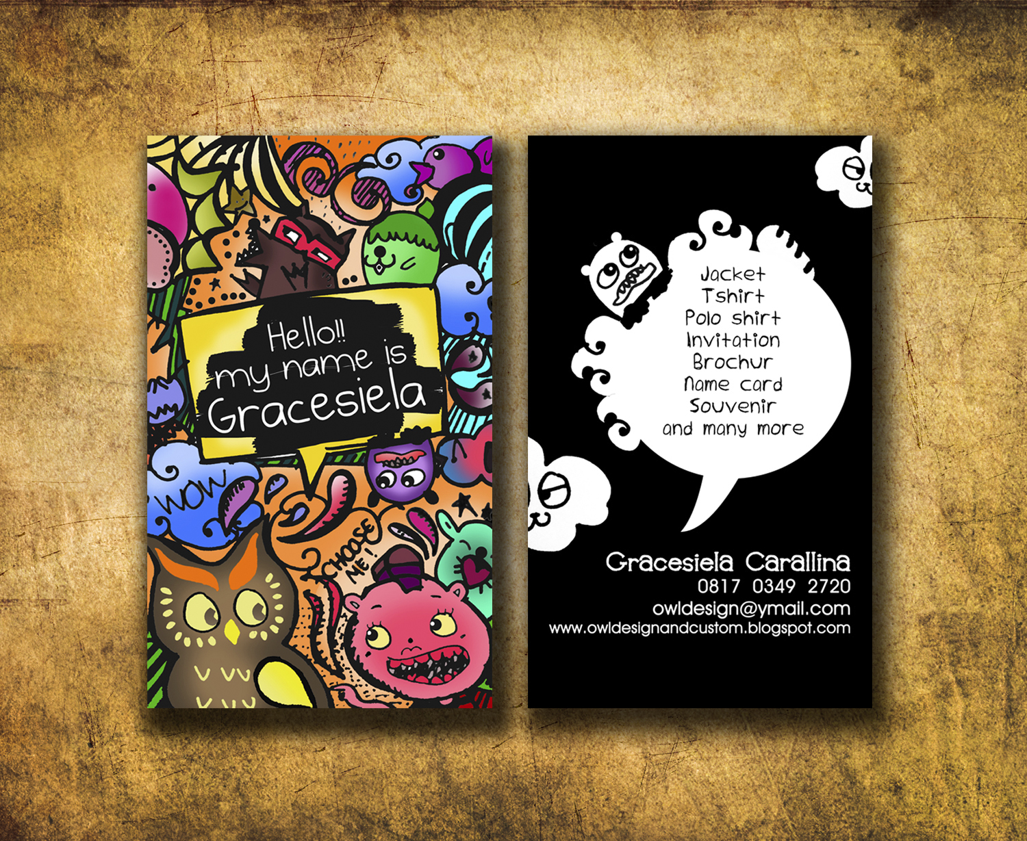 Owl design and custom: My Name Card