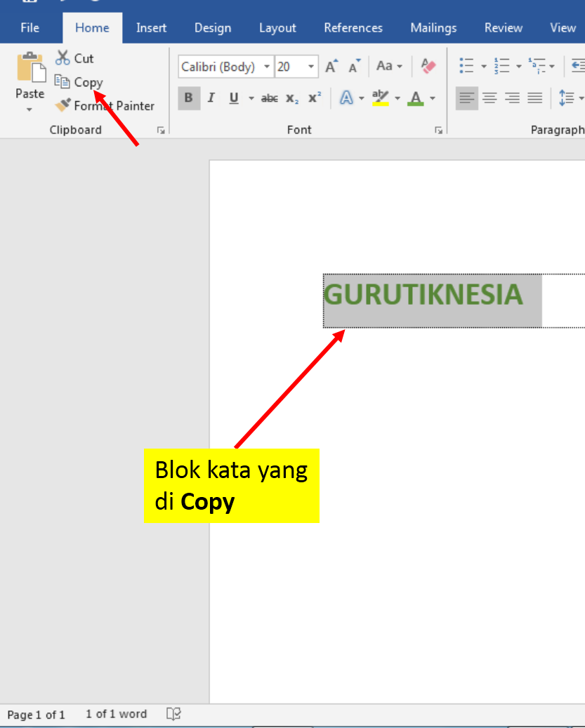 Tiga Serangkai Copy Paste Cut pada Microsoft Word - Gurutiknesia