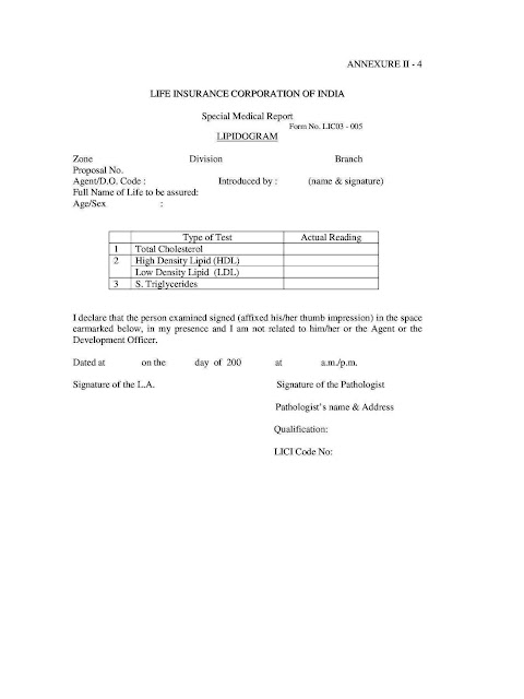 LIC forms download - LIPIDOGRAM form for LIC medical tests - Insurance ...