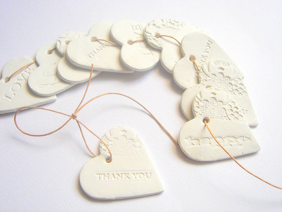 10 Ceramic Gift Tag Thank you Tags,Wedding Favor Tags - Unxia