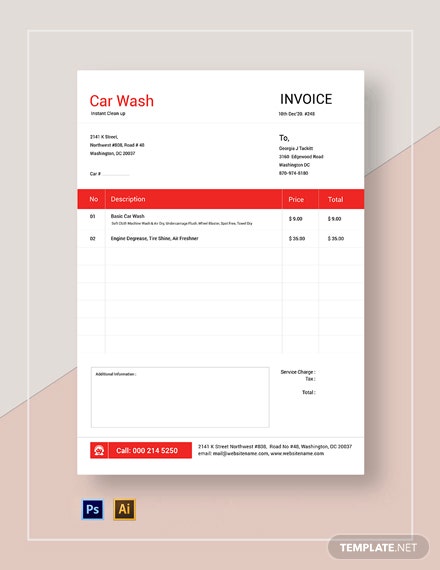 Car Wash Receipt Sample - Invoice Template