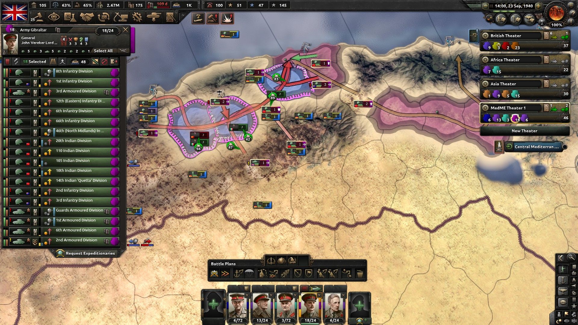 Allies - Around the World, Home then France - 23 Sep to 26 Sep 1940