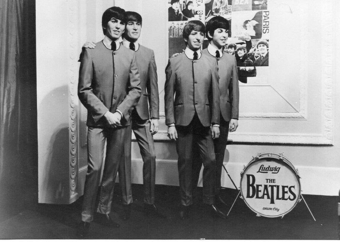 Vintage postcard: Beatles wax figures from Madame Tussaud's
