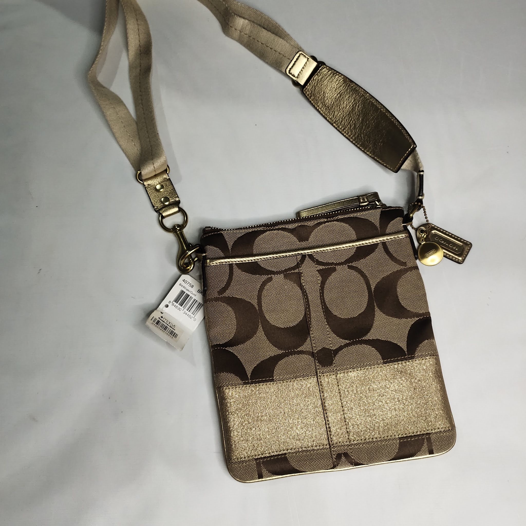 COACH SIGNATURE gold STRIPE SWINGPACK#40758 | wardrobe fashion