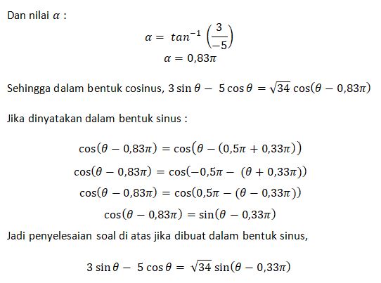 BENTUK a sin x + b cos x atau a cos x + b sin x