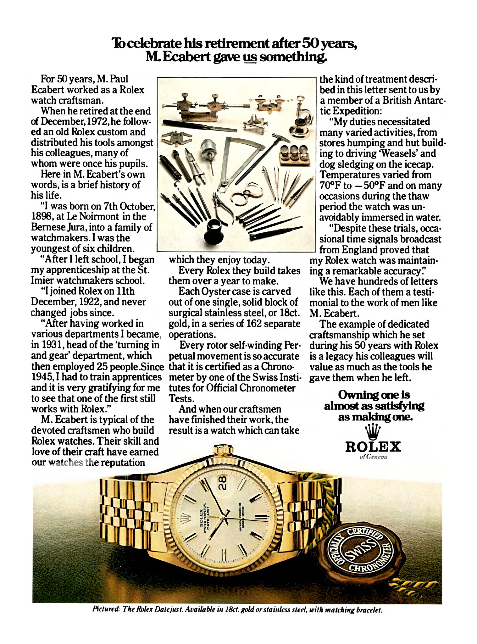 Welcome to RolexMagazine.com: 1974 Rolex Watchmaker Ad