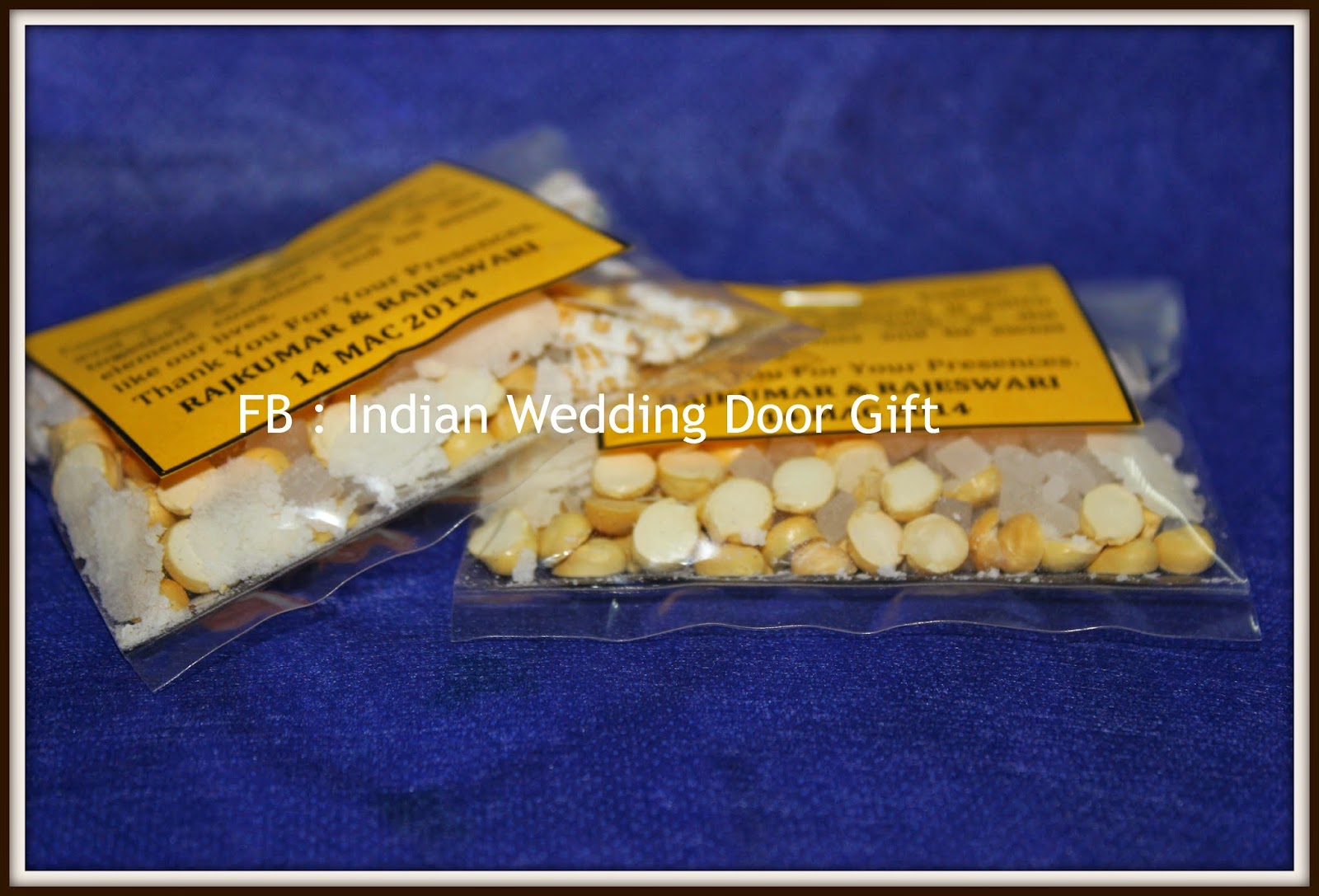 Indian Wedding Door Gift: Kalkandu, Aval, Pory and Pottu Kadalai Packet