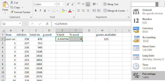 Tossing the Stash: Estimating shawl yardage requirements using Excel