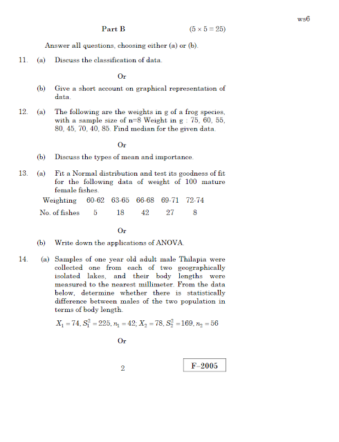 Alagappa University M.Sc.Zoology Elective - BIOSTATISTICS APRIL 2019 ...