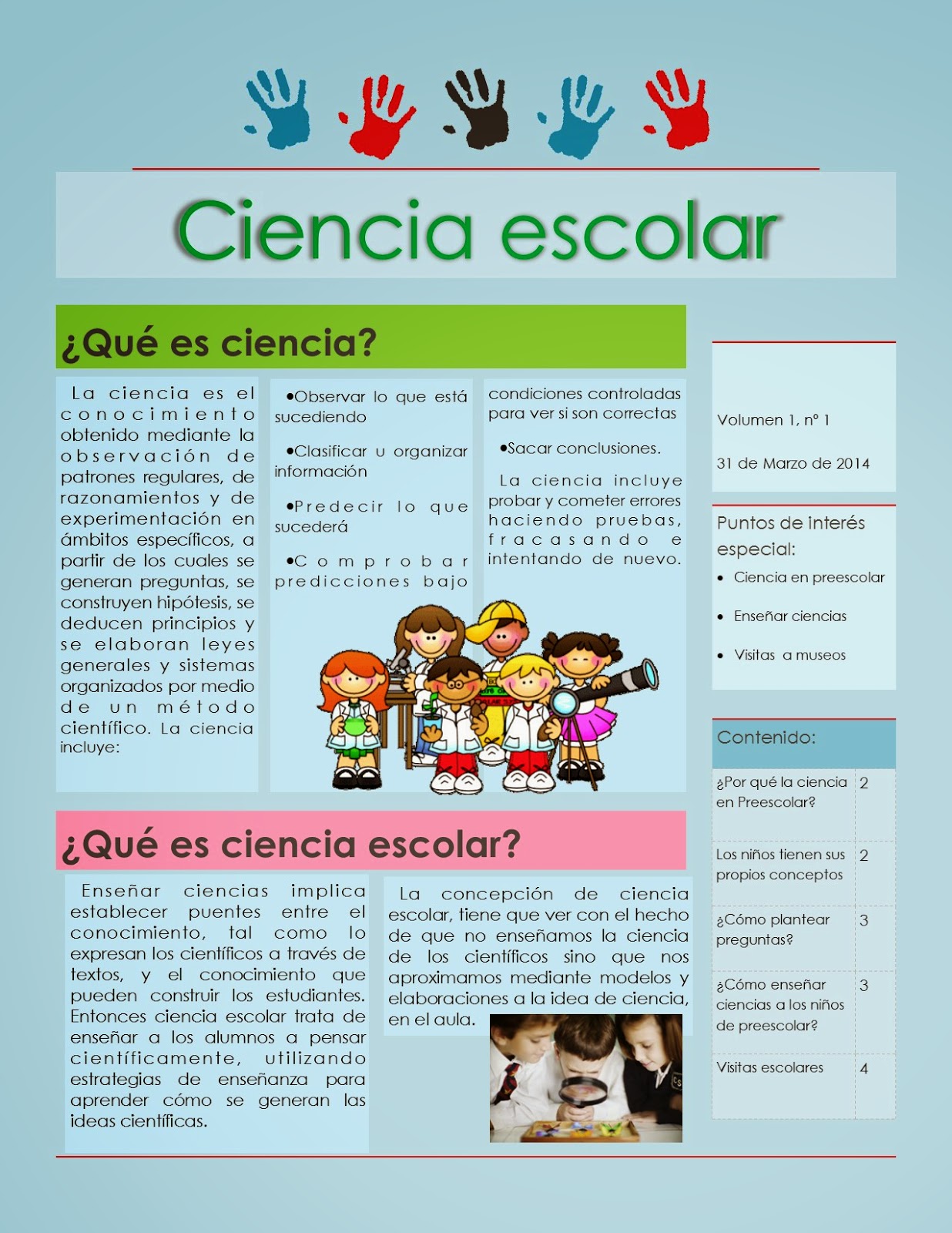 Educación Preescolar: Boletín Informativo sobre la ciencia escolar