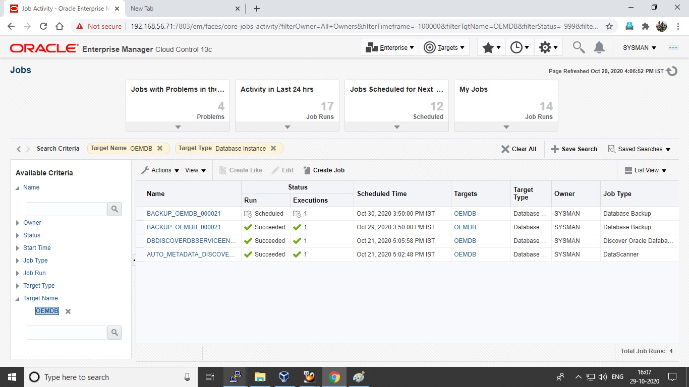 Oracle Database Commands And Practical Examples Oem 13c Schedule Rman Backup Using Oem13c Console