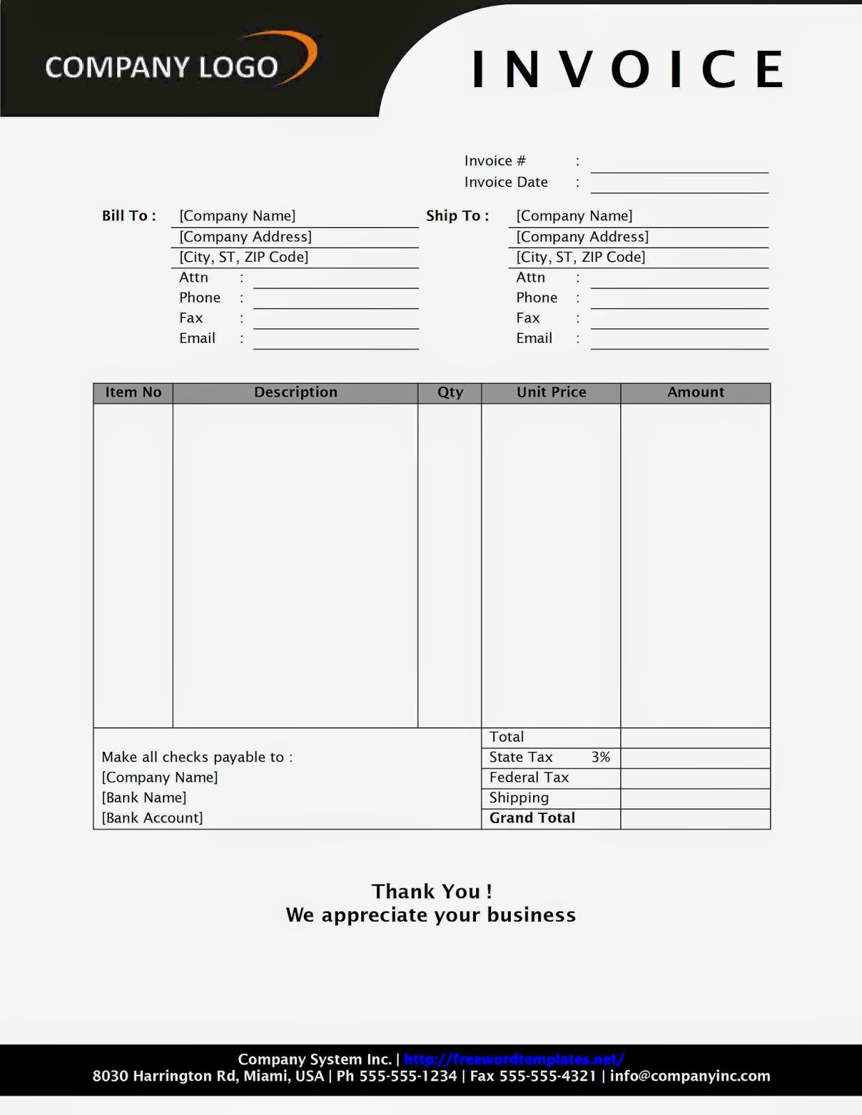 Stationery Invoice Format - Invoice Template