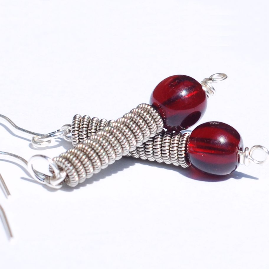 Guitar String Jewelry by Tanith Rohe: Guitar String Jewelry- Garnet Red ...