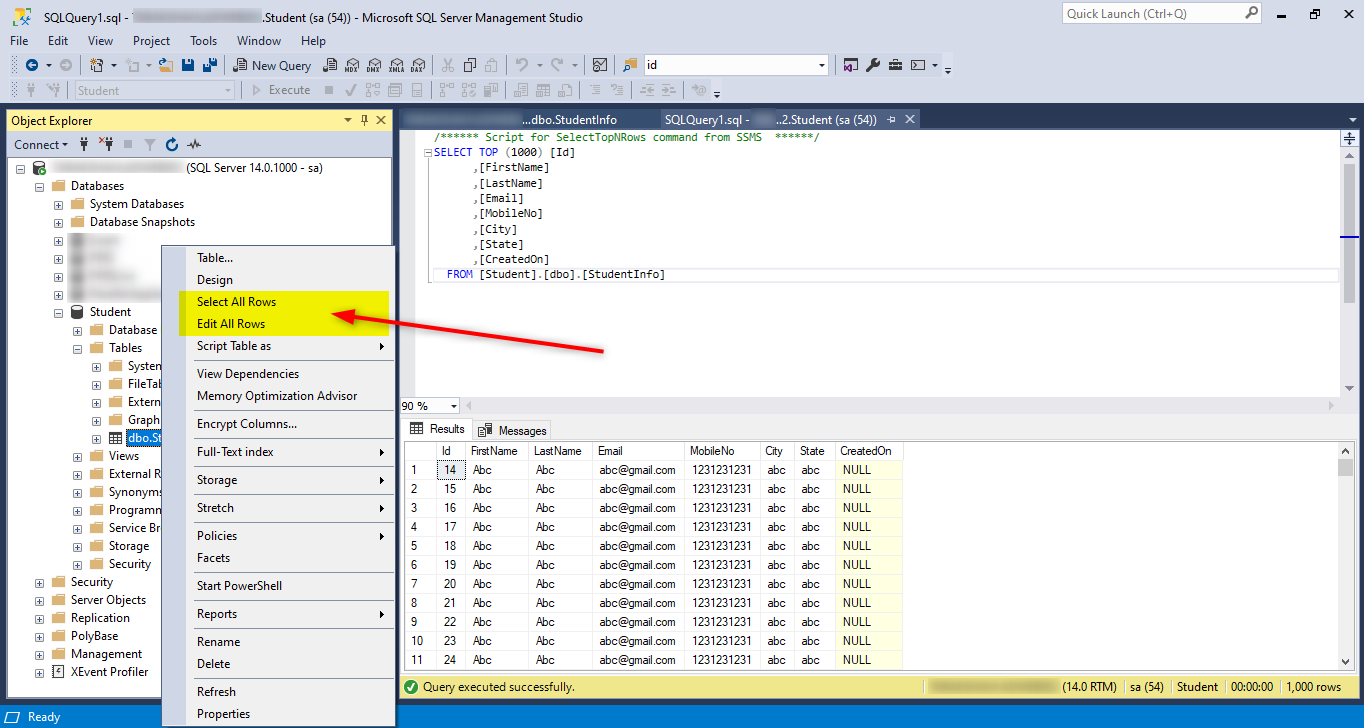 How to change SELECT Top 1000 rows or EDIT Top 200 rows Default Values ...