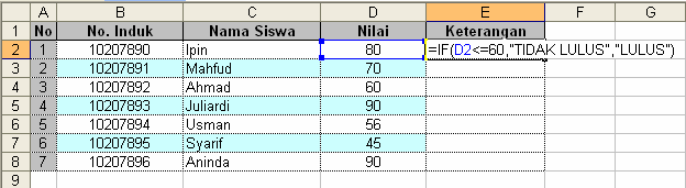 Cara Menggunakan Fungsi IF Pada Ms. Excel | bacopas