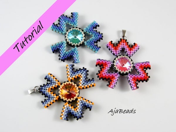 Modern Geometric Inspired Swarovski Rivoli Beaded Pendant Tutorials by ...