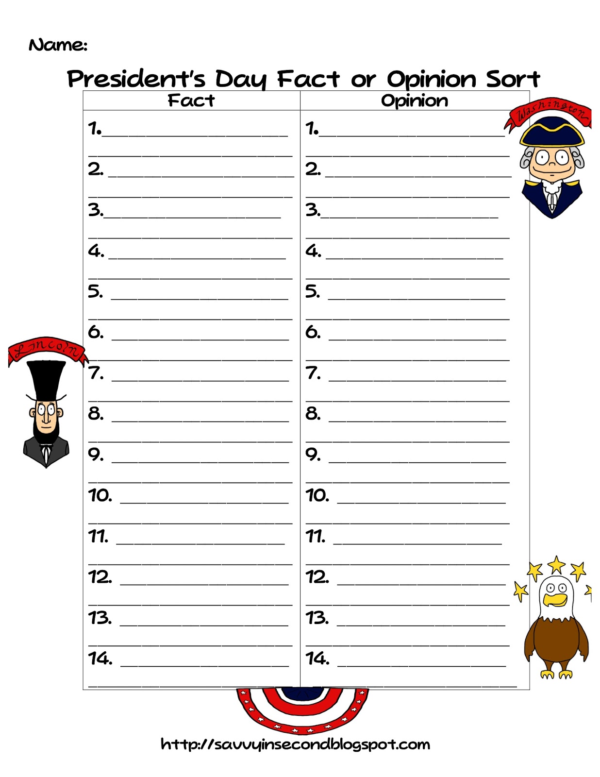 Savvy in Second: President's Day Literacy: Fact and Opinion & More ...