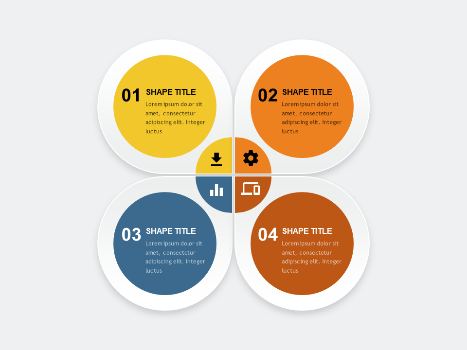 Center Icon Four Section PowerPoint Templates - PowerPoint Free