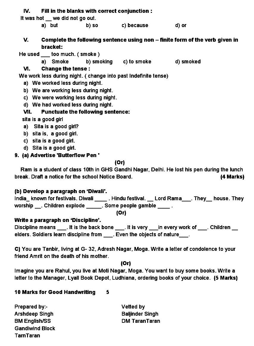 Class 10--Sample Paper English 2020-21 - Class 10