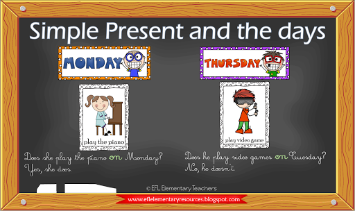EFL Elementary Teachers: Simple Present Tense and the Days of the Week