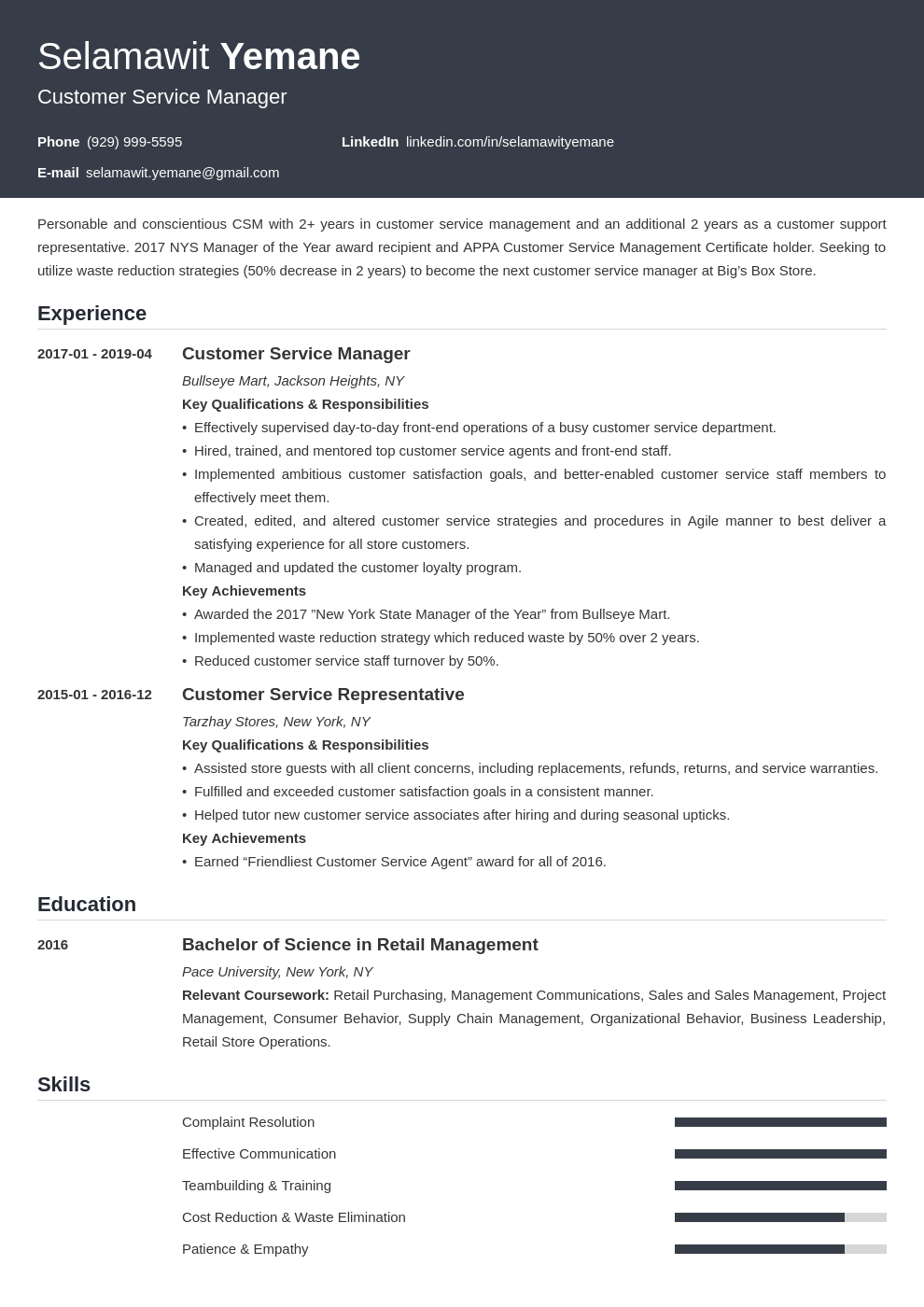Resume Samples For Customer Service Manager ~ Resume Letter