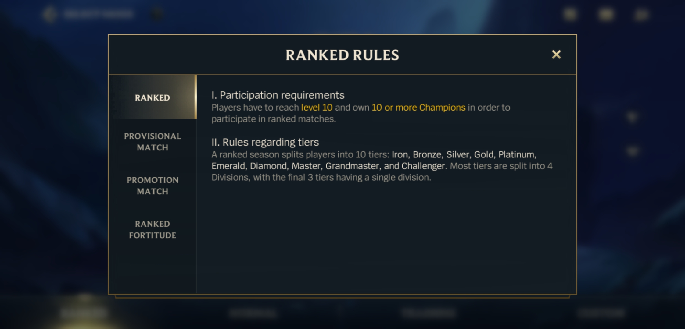 Wild Rift Ranking System