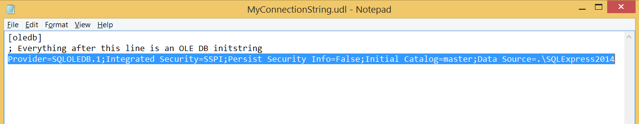 Generate Connection String using UDL file