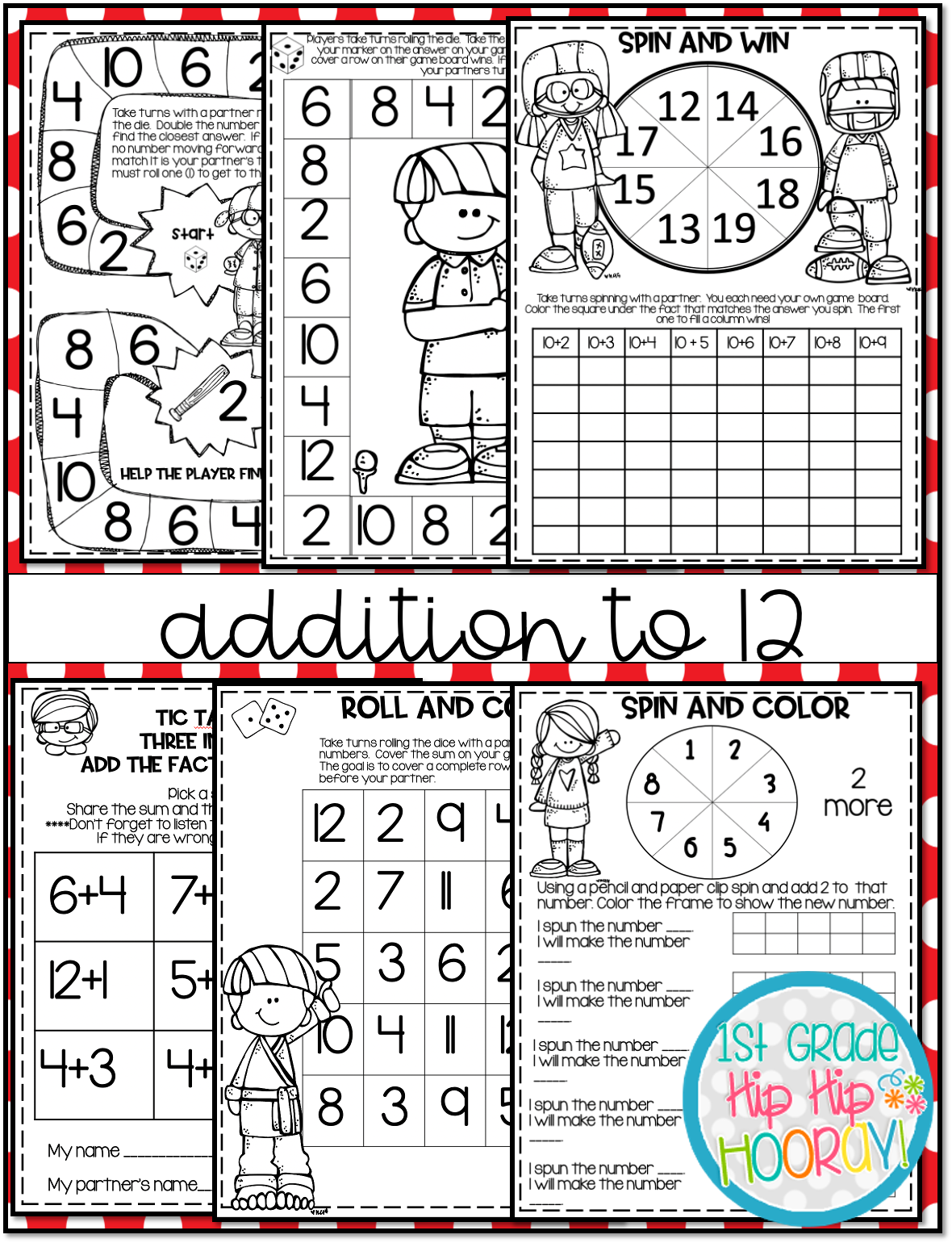 1st Grade Hip Hip Hooray!: Addition to 10 ...Games, Tools, Vocabulary ...