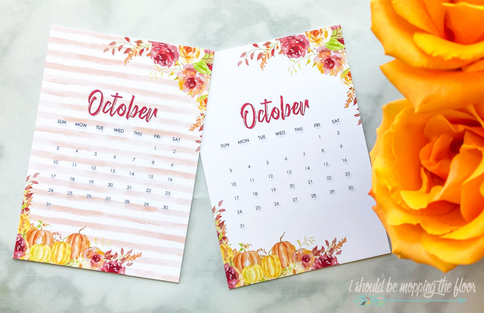 Free October Calendar Printable | i should be mopping the floor