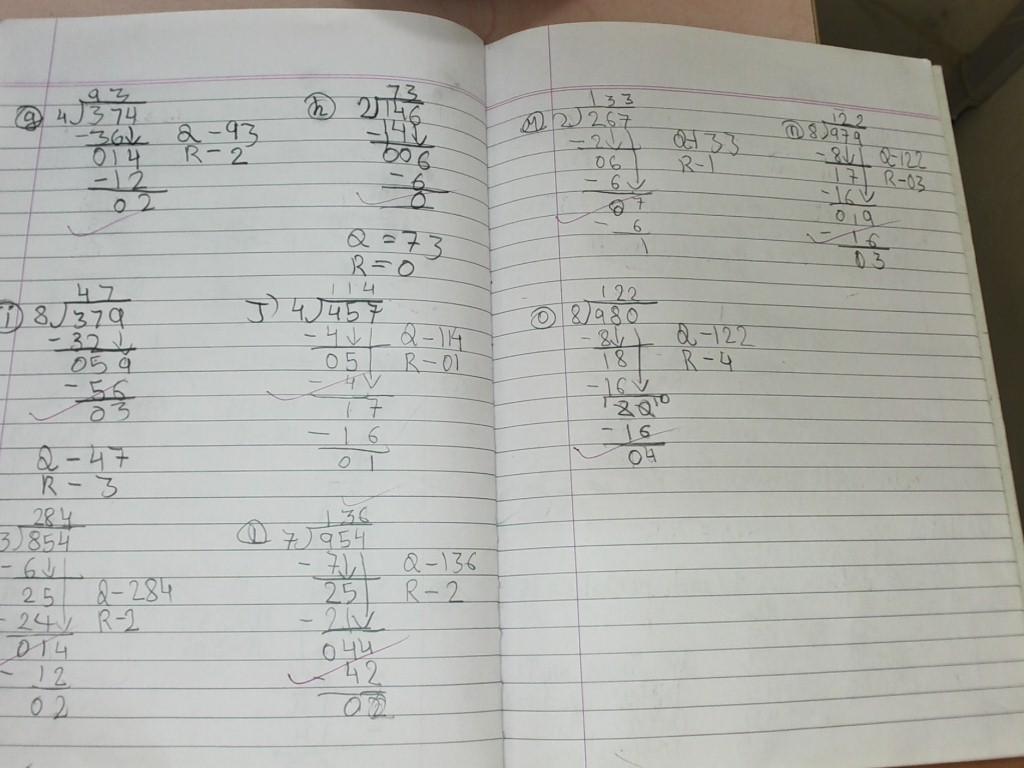 Maths Notebook Work