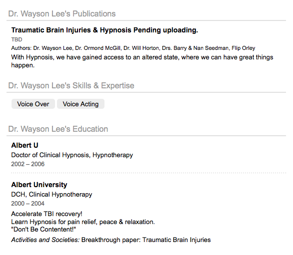 Wayson Lee, Washington DC, FAKE Doctorate! UPDATED! | Fake Doctorate