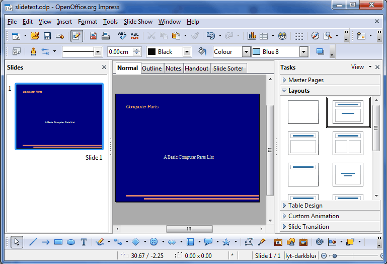 OpenOffice Help: Using Impress in OpenOffice - 3.30