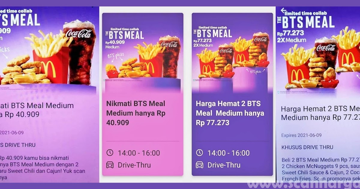 Harga Menu BTS Meal McDonalds Medium Hanya Rp. 40.909 | scanharga