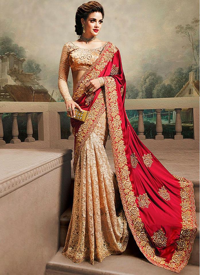 TELUGU WEB WORLD: RICH WORK MERUN COLOR SAREE