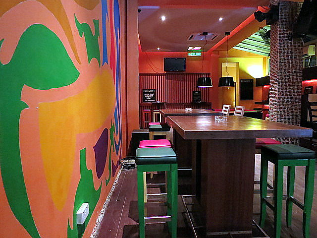 Psychedelic colors contribute to the sensation of being sloshed silly.