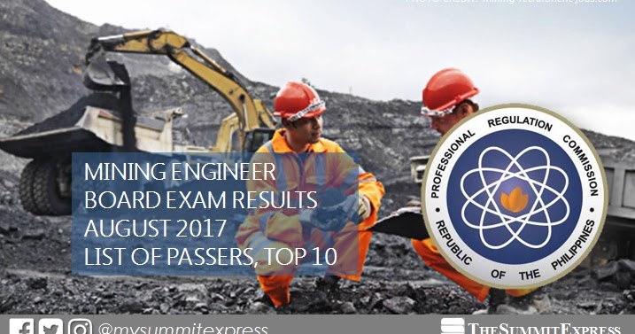 FULL RESULTS: August 2017 Mining Engineer board exam passers, top 10 ...