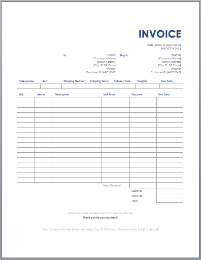 Transport Bill Sample Format In Word - Invoice Template